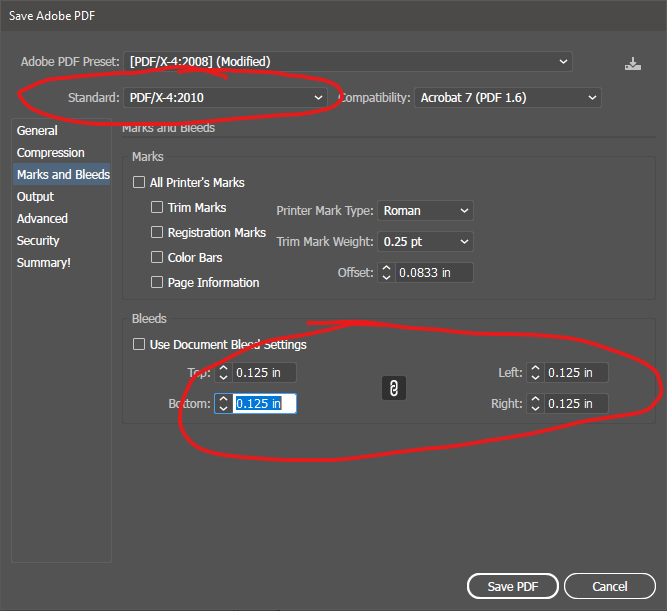 PDF Presets and importing on InDesign